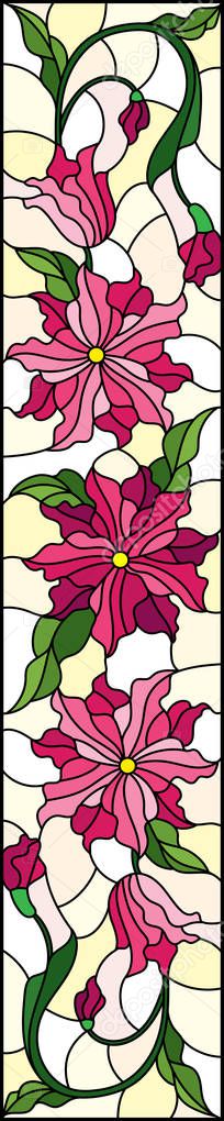 Ilustración en estilo vitral con flores, hojas y brotes de flores ...