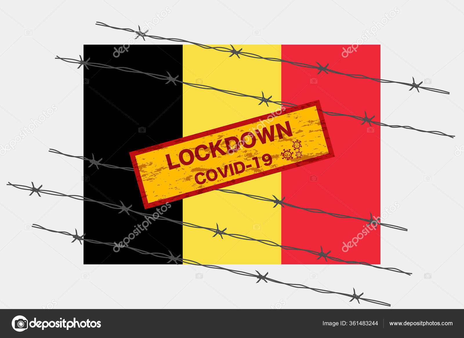 Belgium Flag Signboard Lockdown Warning Security Due Coronavirus Crisis ...