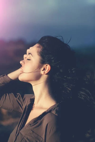 Pretty girl windy Stock Photos, Royalty Free Pretty girl windy Images ...