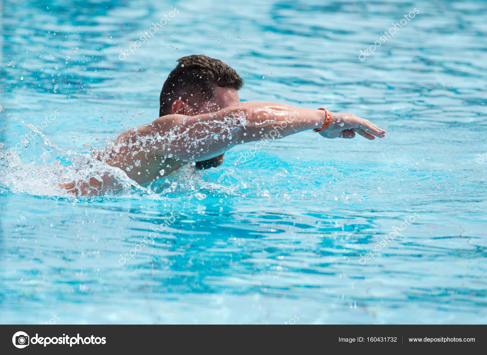 Man athlete swimmer in swimming pool with blue fresh water Stock Photo ...