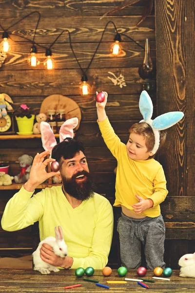 Happy easter! Rabbit's family with bunny ears. - Stock Image - Everypixel