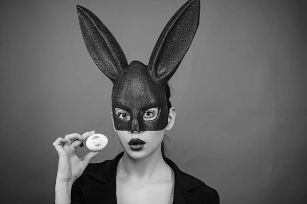 Lipstick kiss print. Red lip imprint on easter egg on red background ...