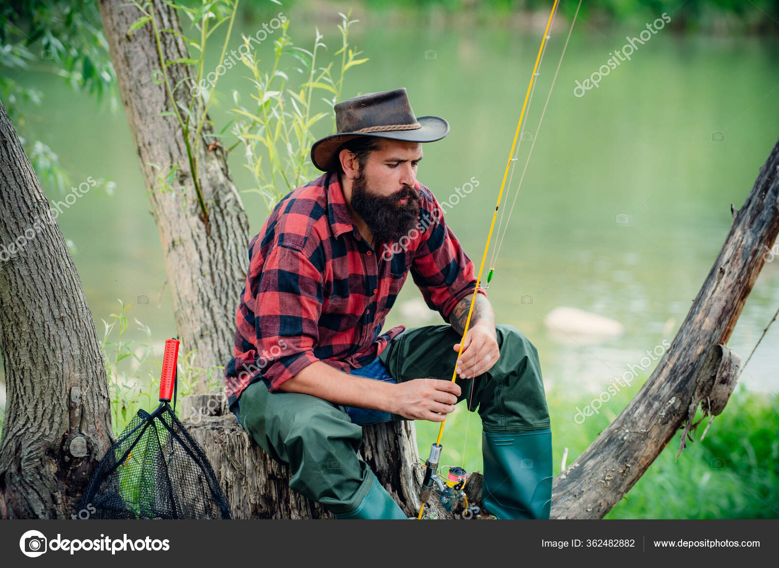 Man relaxing nature background. Fly fishing. Life is always better when ...