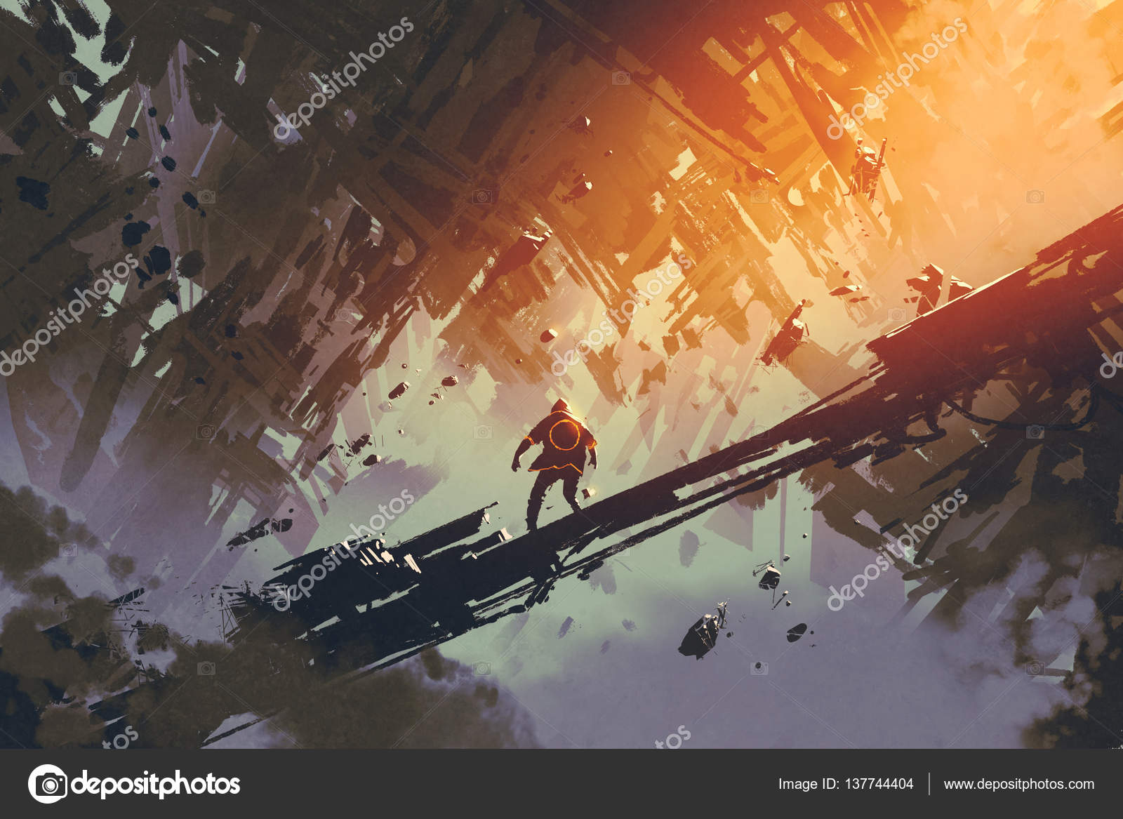 Man standing in abstract architecture city Stock Photo by ©grandfailure ...