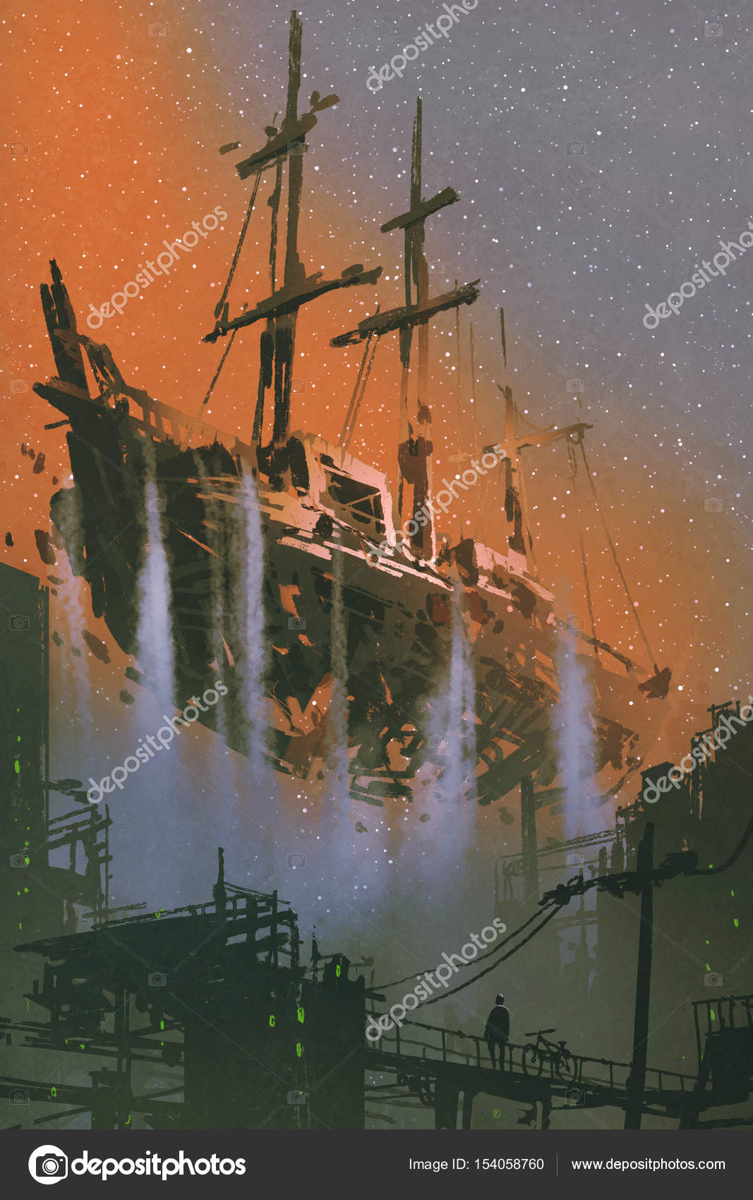 Sinking Pirate Ship Painting