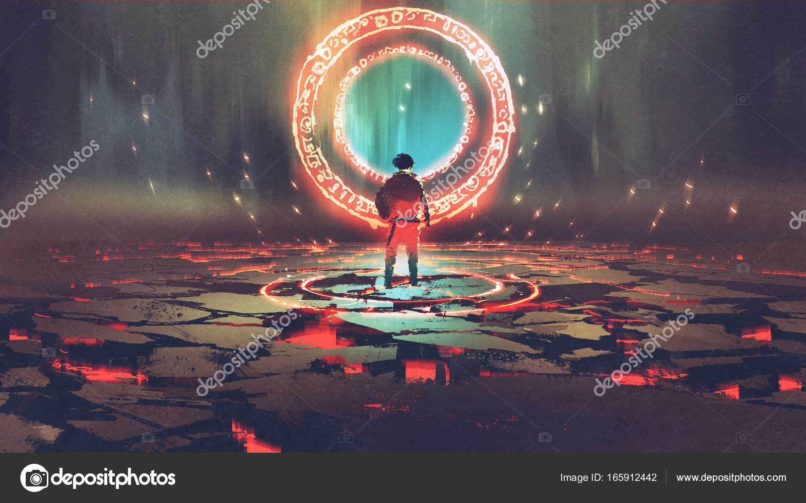 Man standing in front of magic circle ⬇ Stock Photo, Image by ...