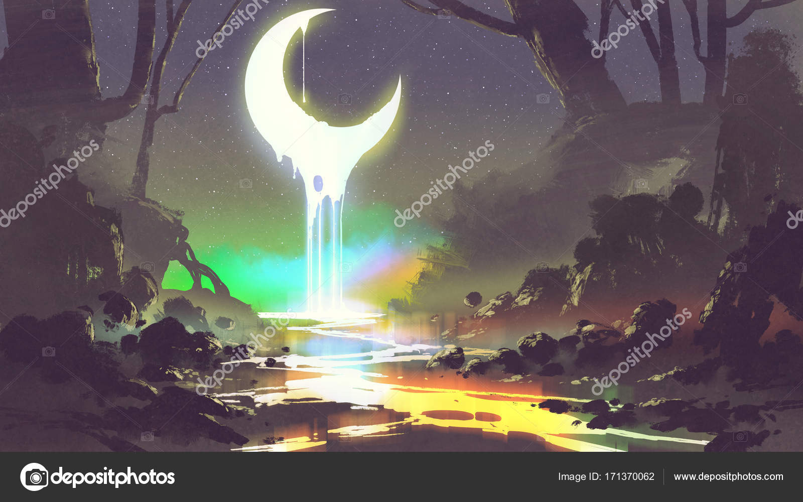 Melting moon creates a glowing river Stock Photo by ©grandfailure 171370062