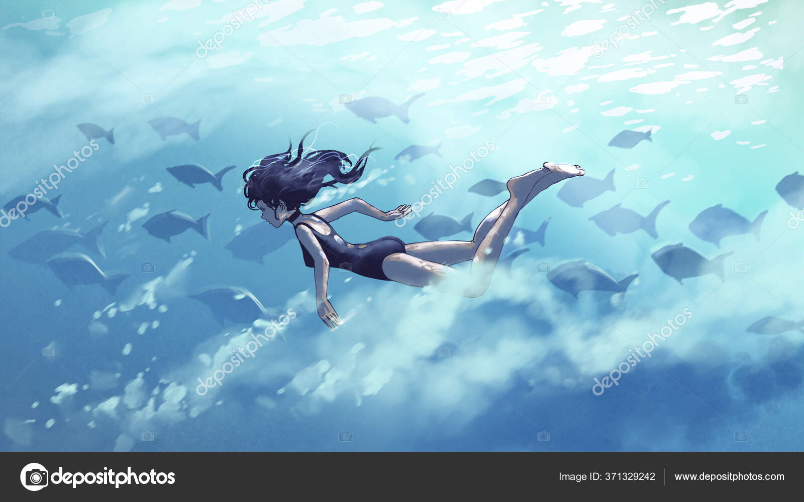 Girl Underwater Drawing