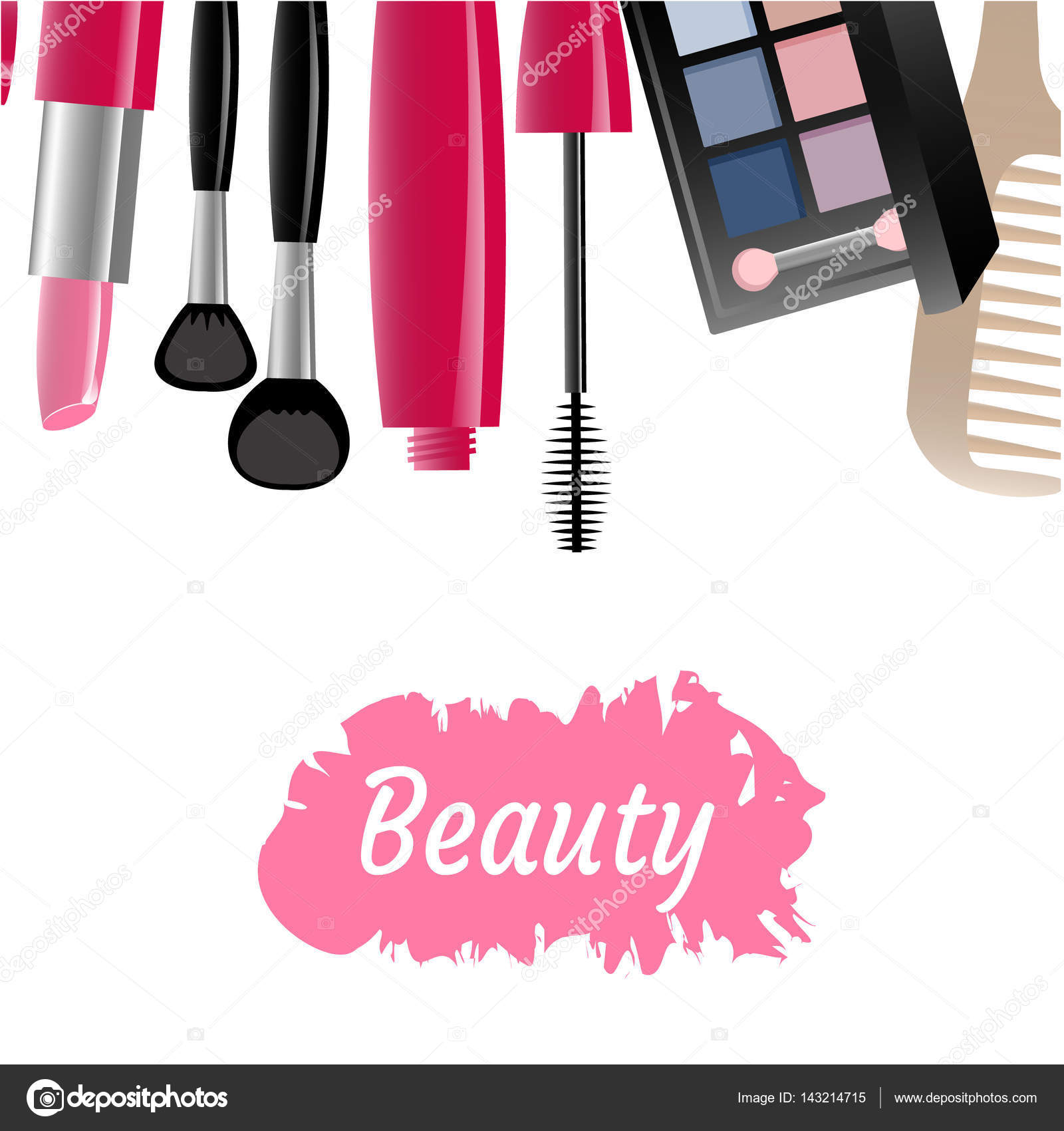Cosmetics background with and makeup artist objects — Stock Vector ...
