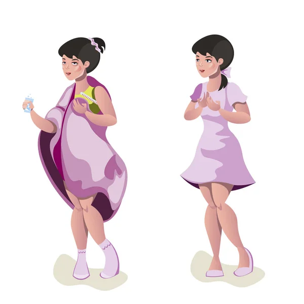 Fat Girl Vector Illustration Character — Stock Vector © Adekvat 127472370