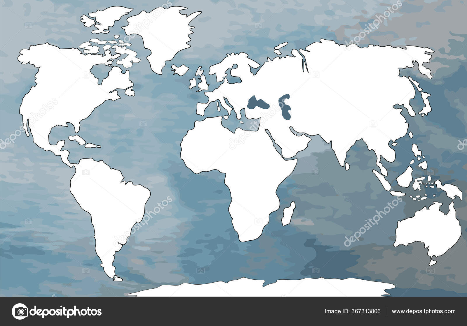 Blanco en blanco Mapa del mundo aislado sobre fondo azul . Vector de ...