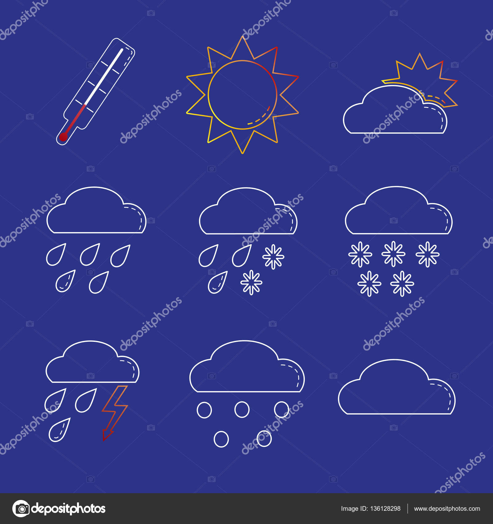 Icono del tiempo conjunto Vector de stock #136128298 de ©agatalina