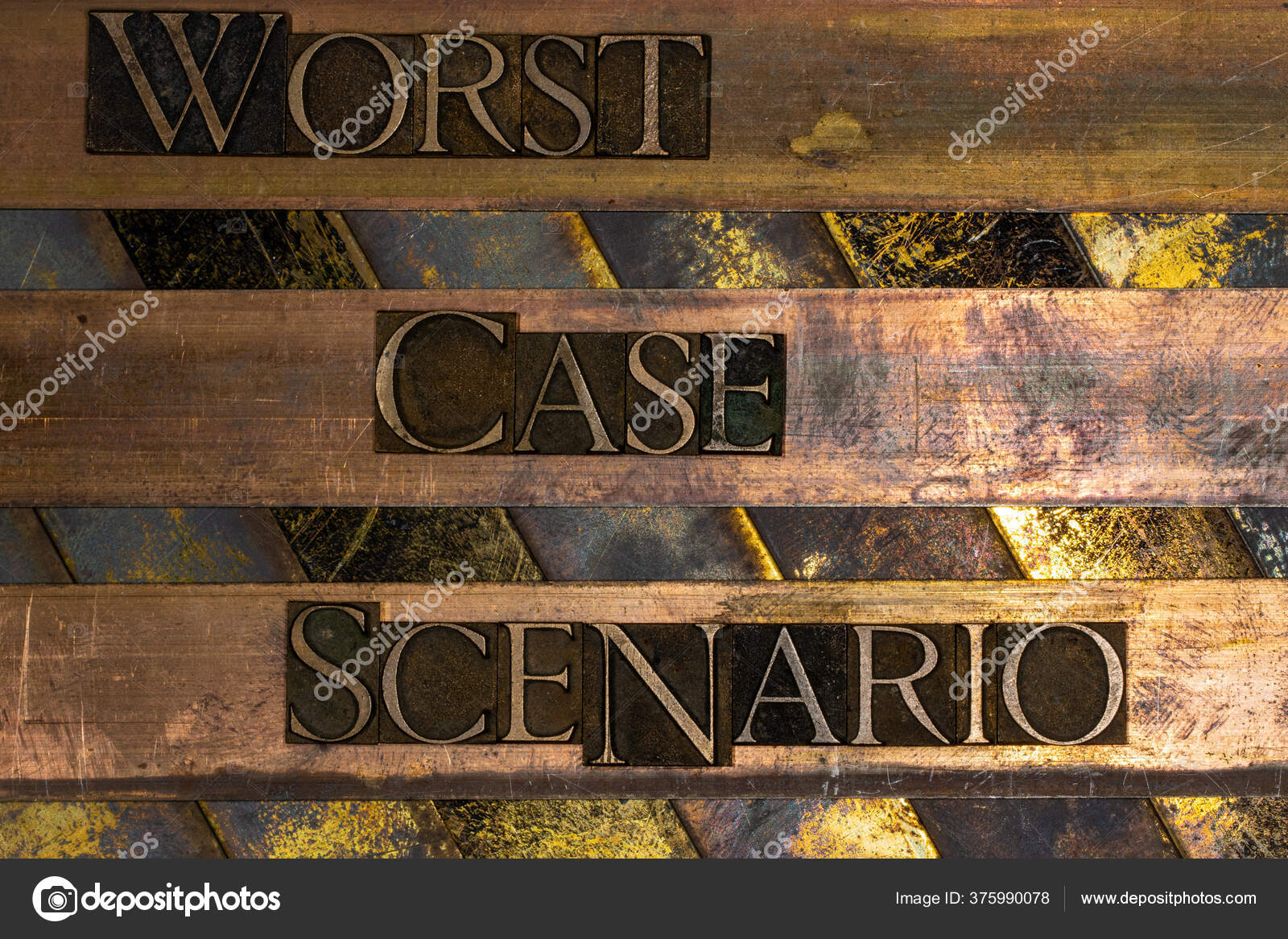 Photo Real Authentic Typeset Letters Worst Case Scenario Text Vintage ...