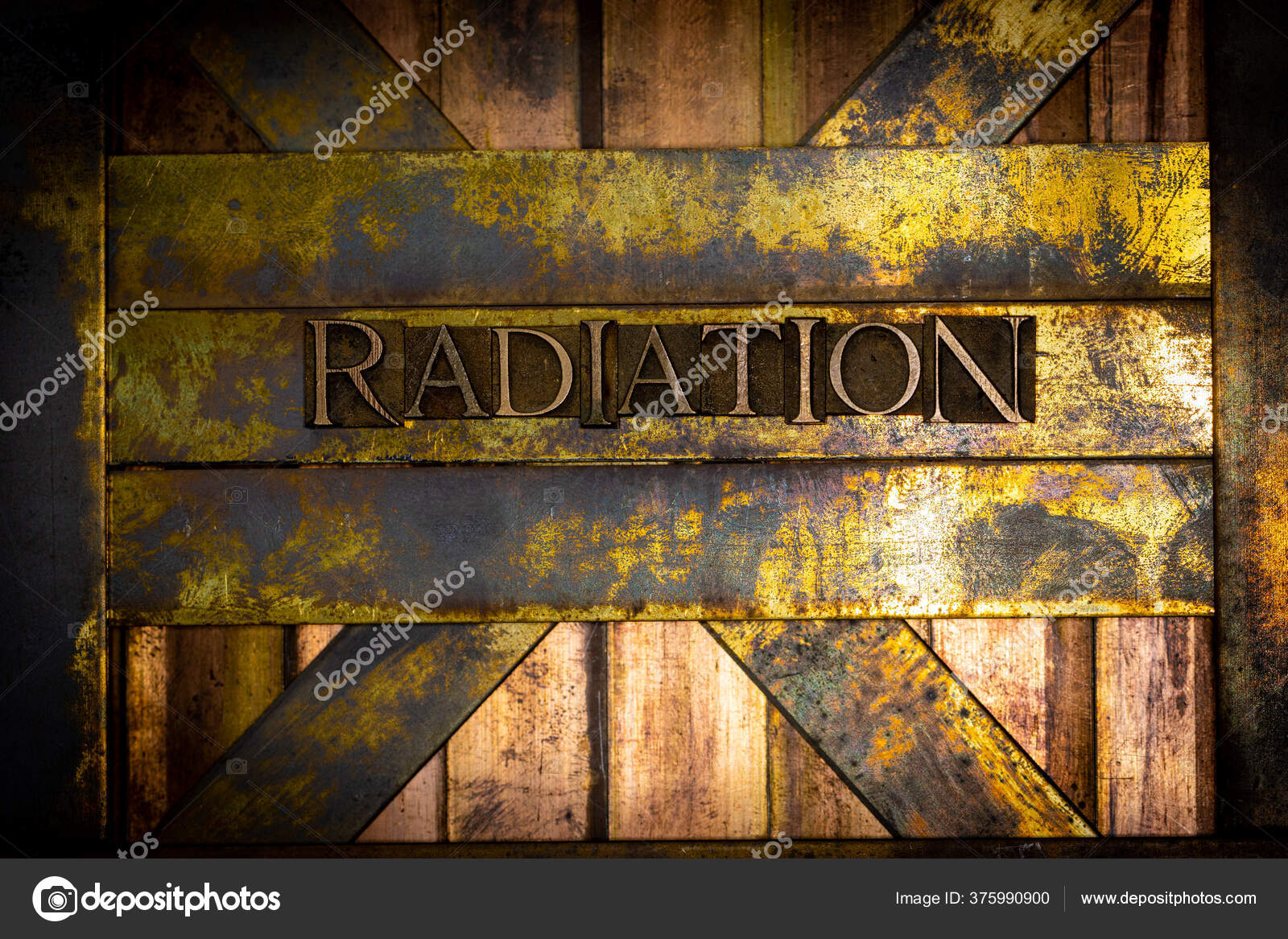 Photo Real Authentic Typeset Letters Forming Radiation Text Vintage ...