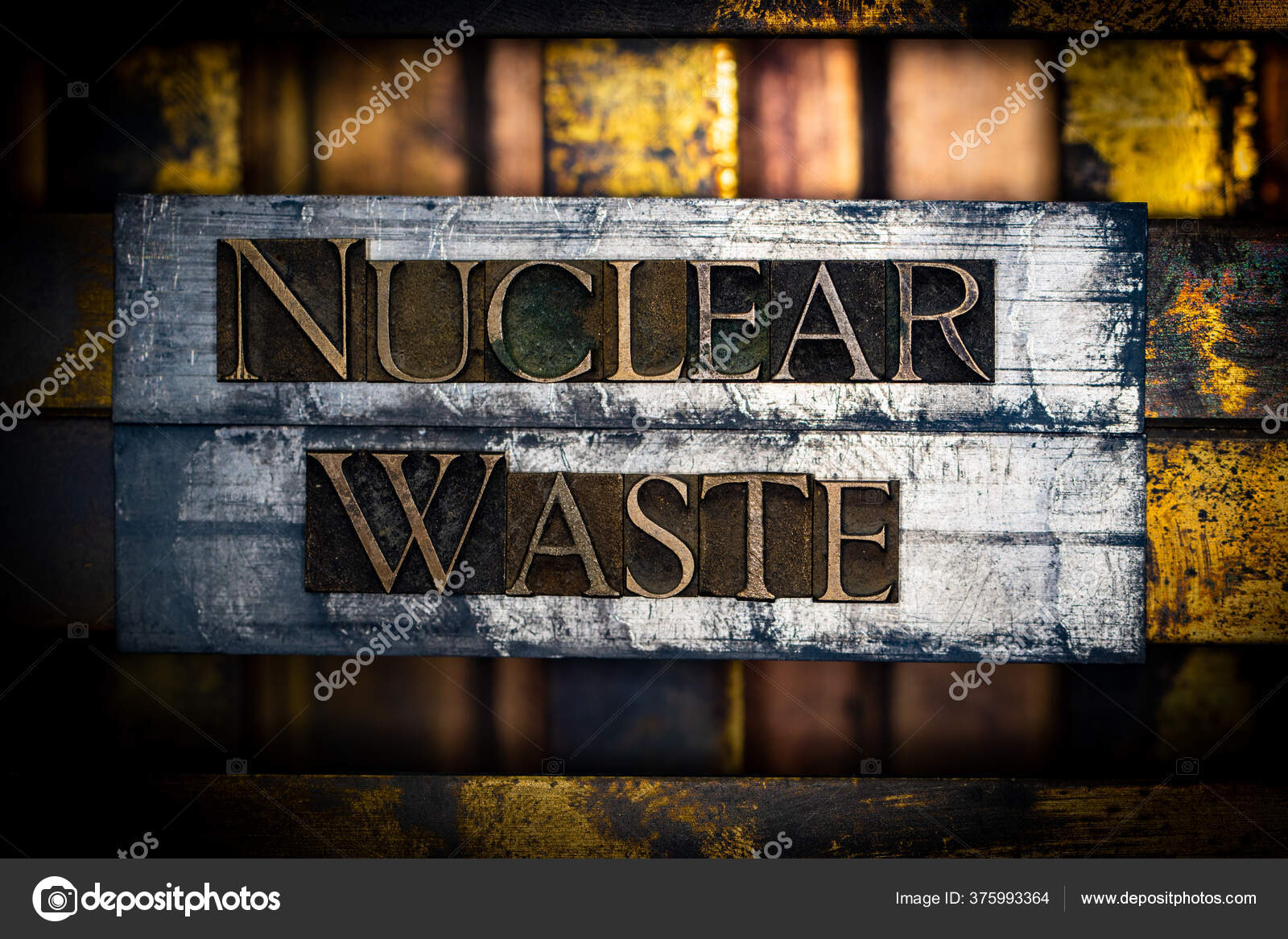 Photo Real Authentic Typeset Letters Forming Nuclear Waste Text Vintage ...