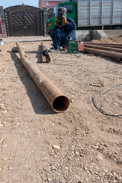 welding work in the yard - Stock Image - Everypixel