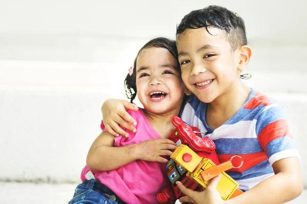 Little brother and sister Have fun - Stock Image - Everypixel