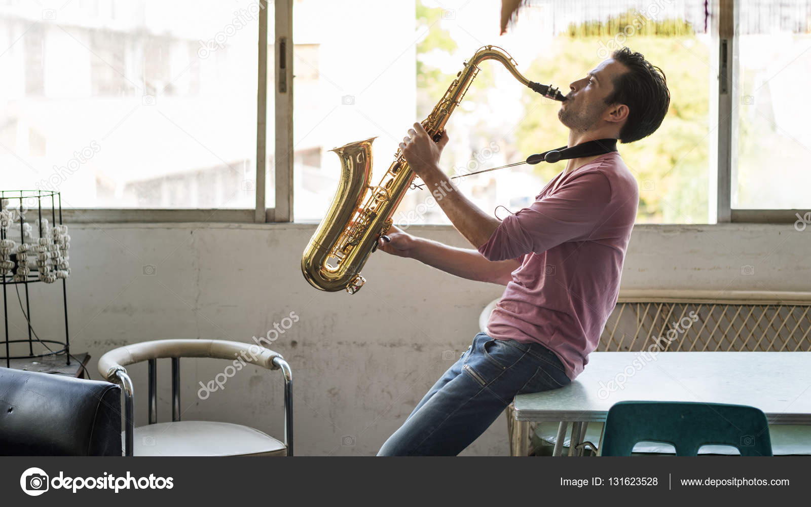 Jazzman Playing Saxophone Stock Photo by ©Rawpixel 131623528