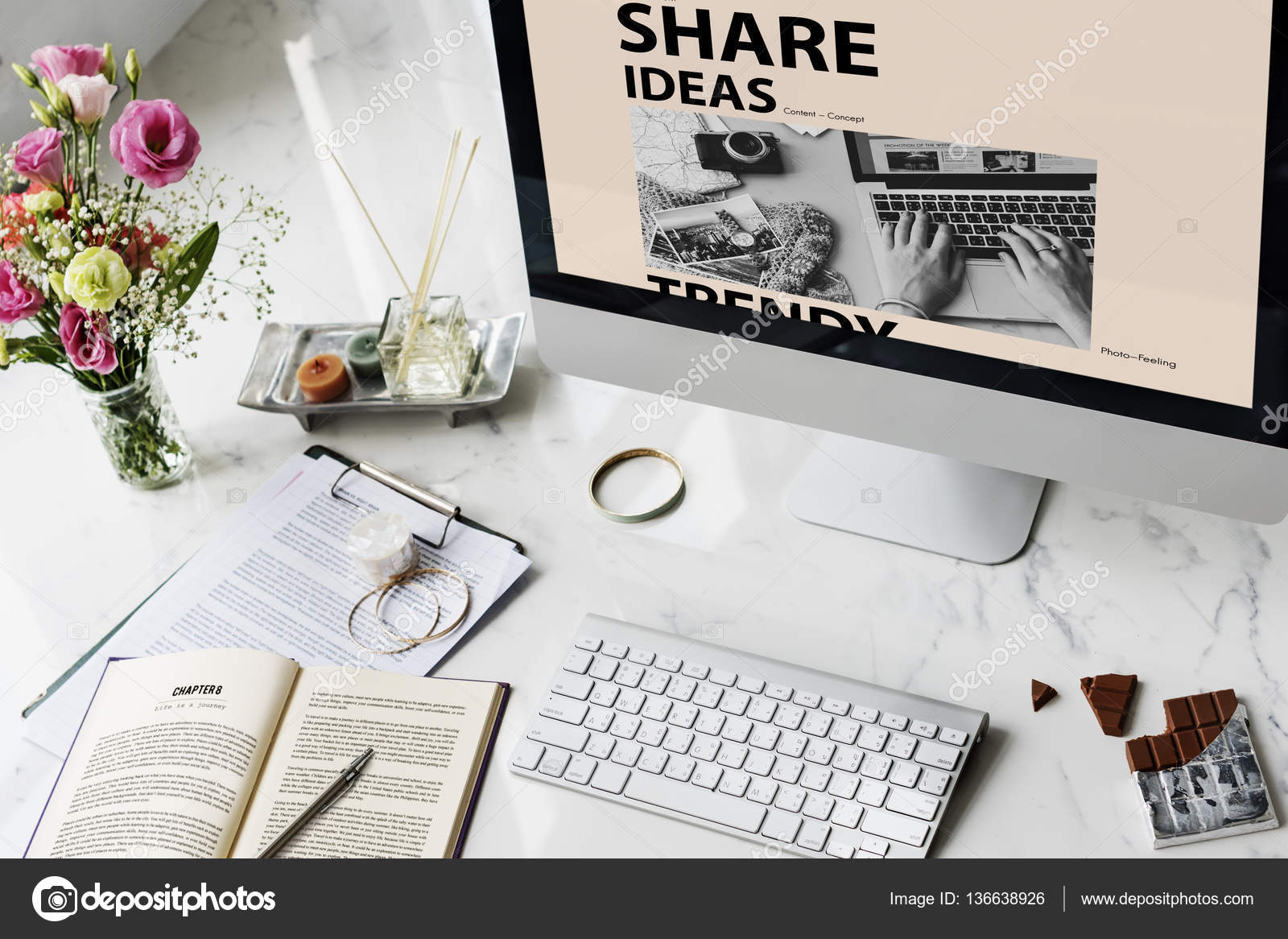 Computer on working desk Stock Photo by ©Rawpixel 136638926