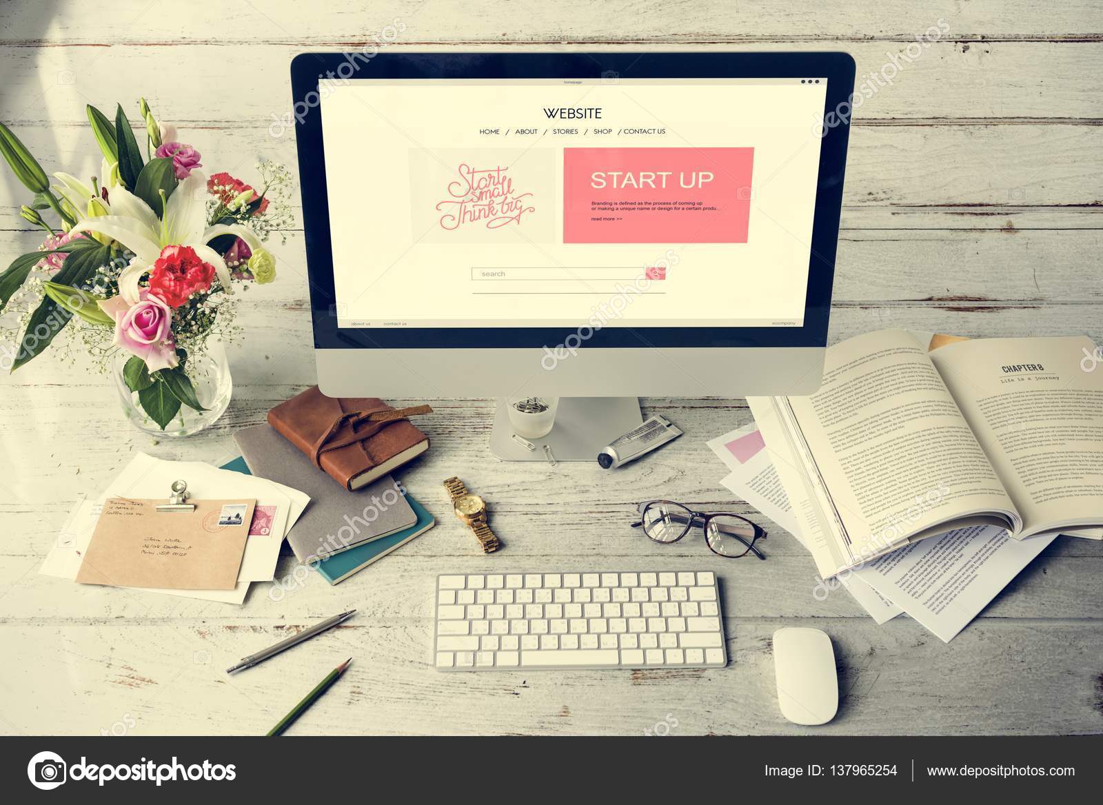 Computer monitor on beautiful workplace table — Stock Photo © Rawpixel ...