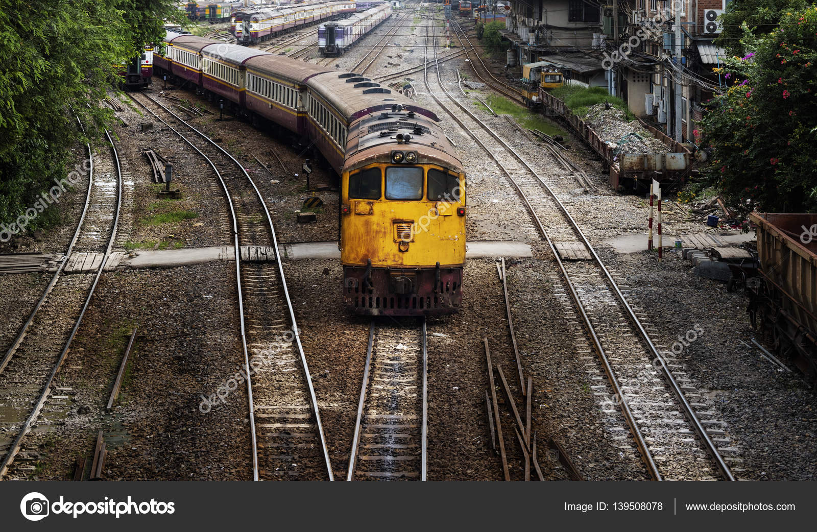 Train riding on railway track — Stock Photo © Rawpixel #139508078
