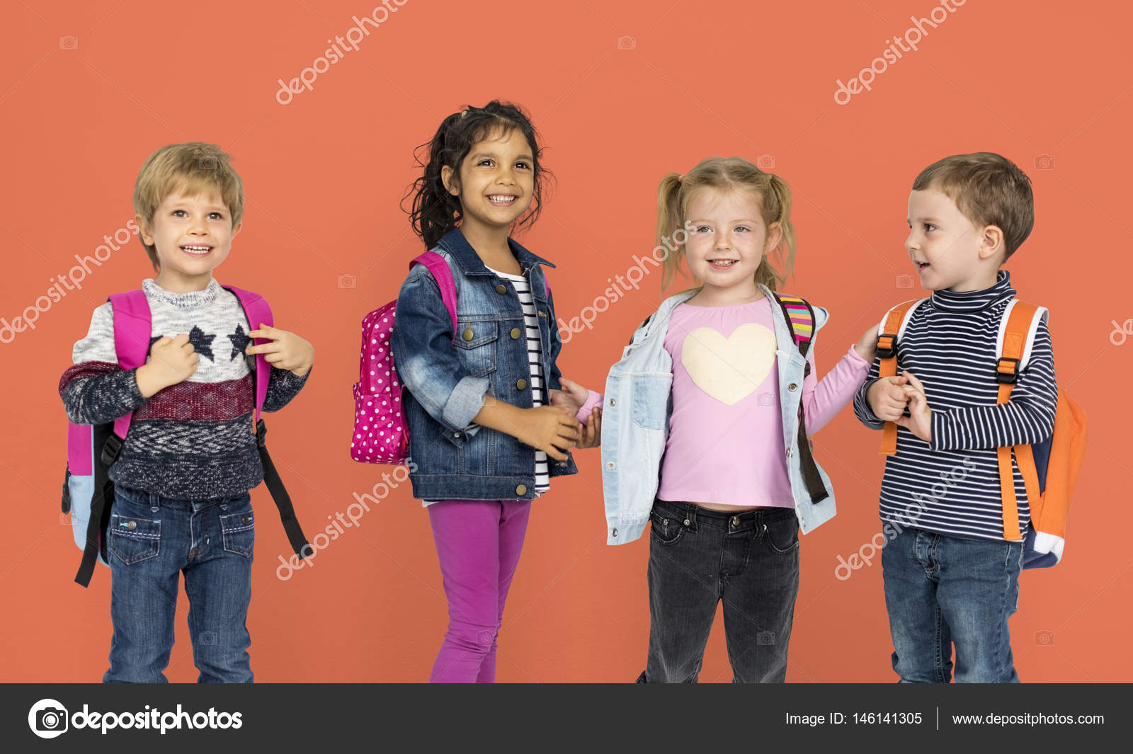 Children Carrying Backpacks — Stock Photo © Rawpixel #146141305