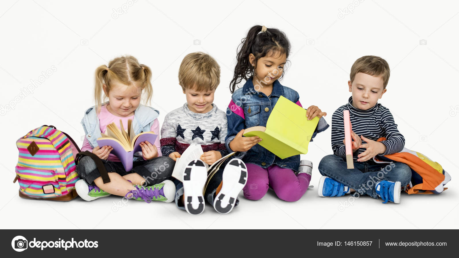 Children Reading Book — Stock Photo © Rawpixel #146150857
