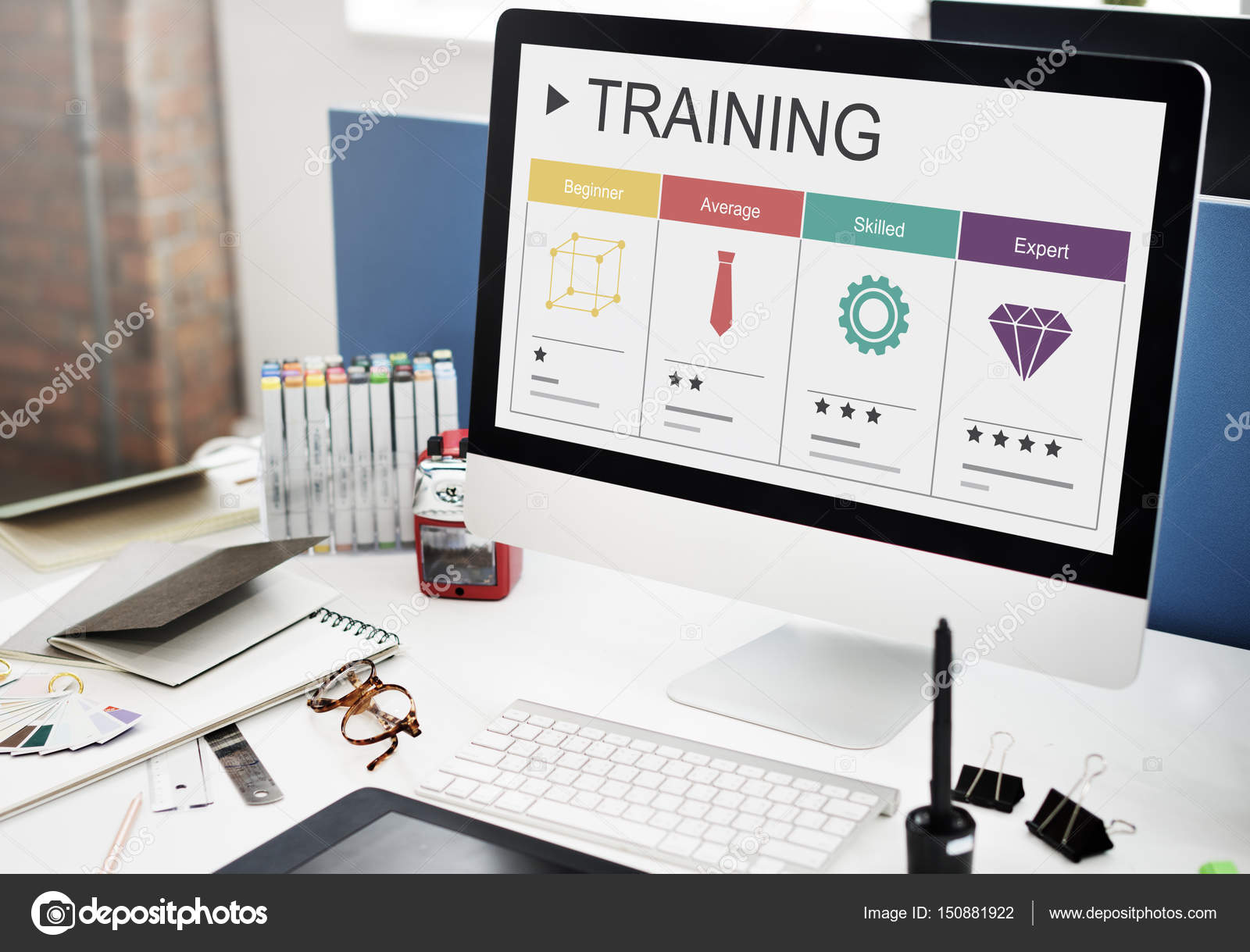 Computer on workplace with Progress — Stock Photo © Rawpixel #150881922