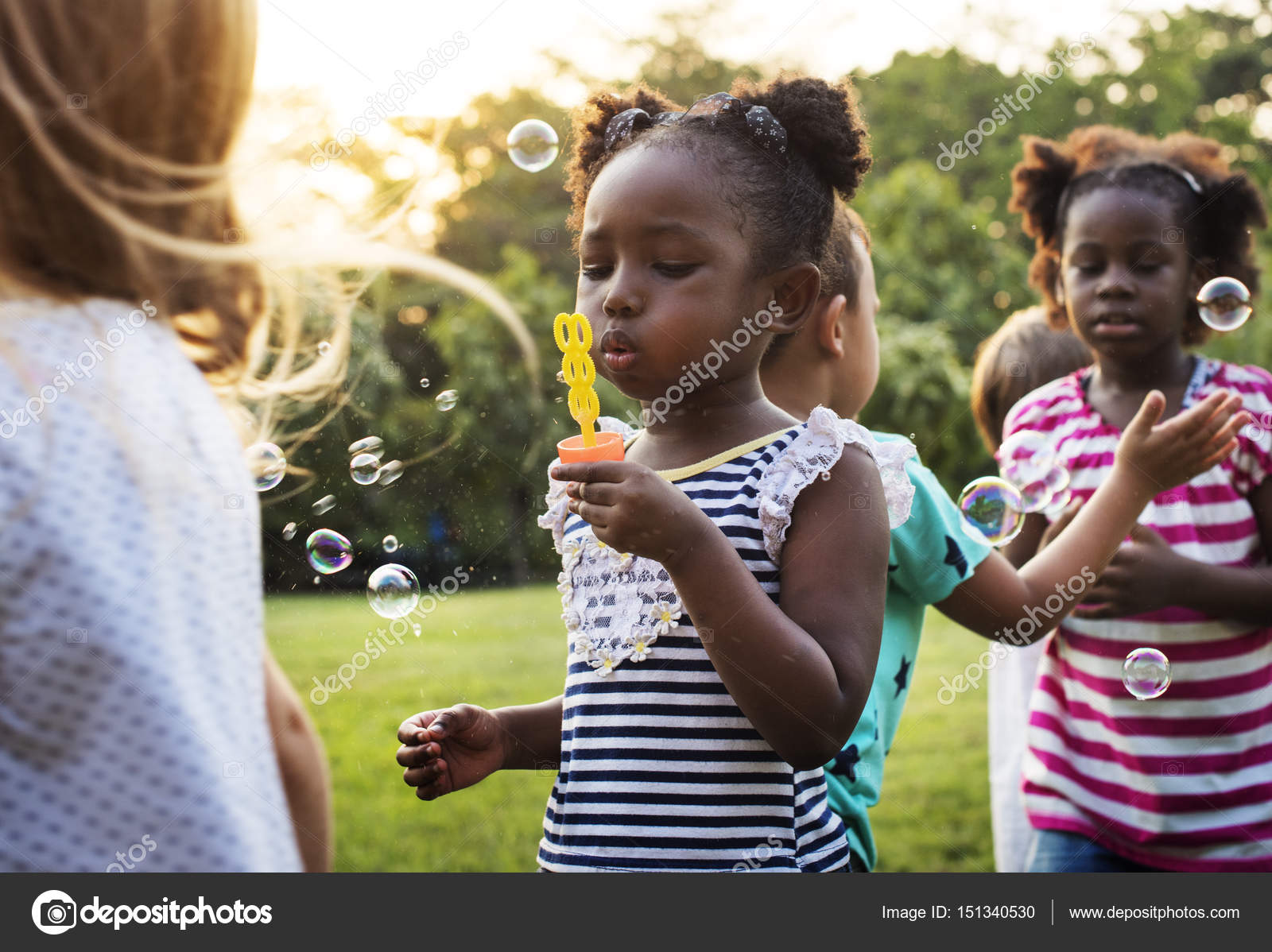Kids Blowing Bubbles Photography