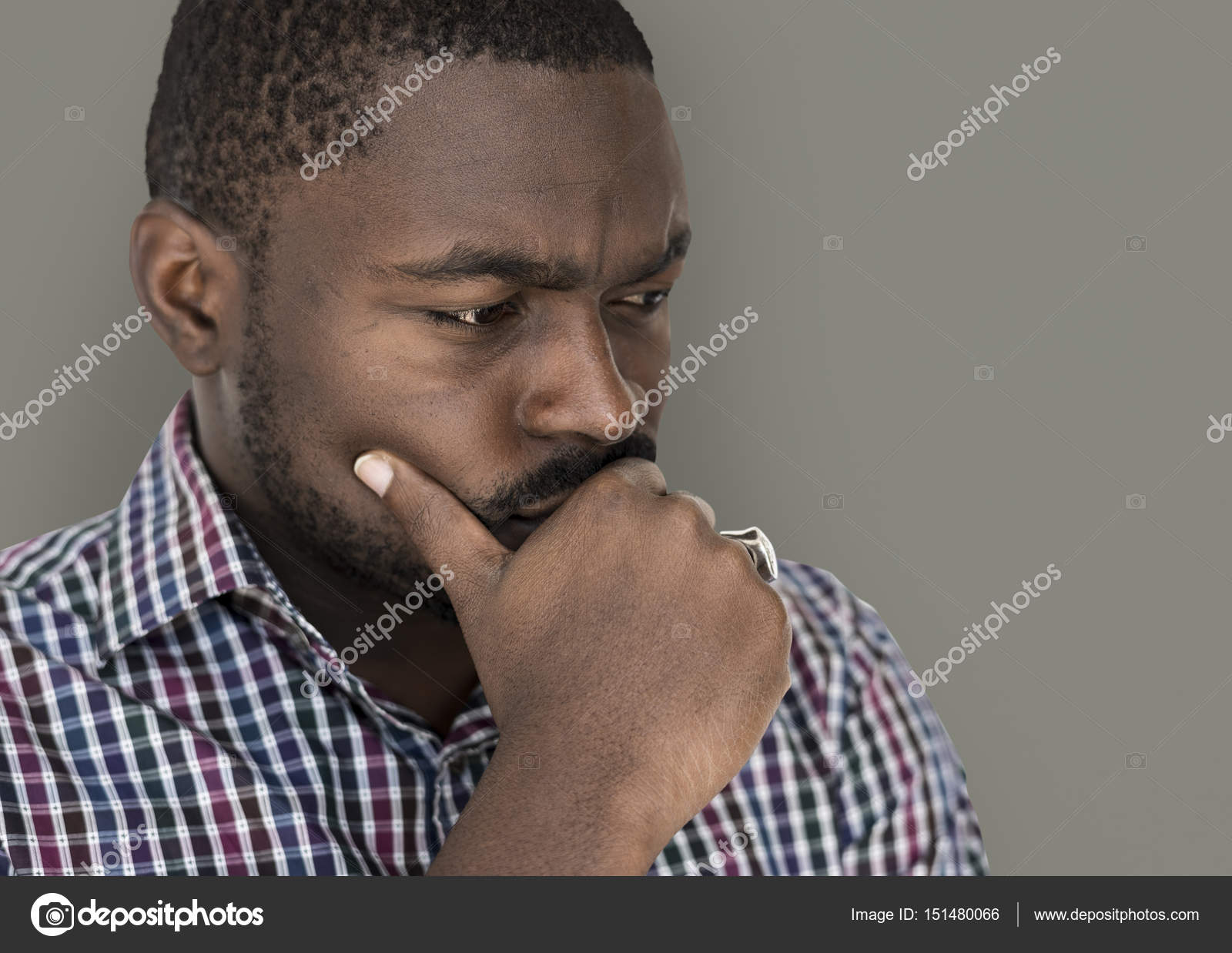 Black ethnicity man in thoughtful pose — Stock Photo © Rawpixel #151480066
