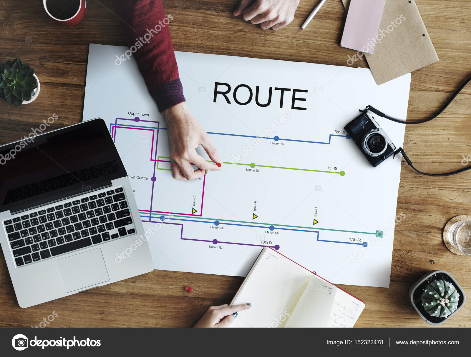 Peope working with route plan — Stock Photo © Rawpixel #152322478