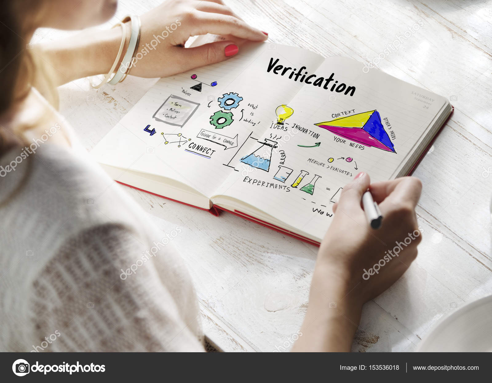 Frau macht Notizen in Notizbuch - Stockfotografie: lizenzfreie Fotos ...