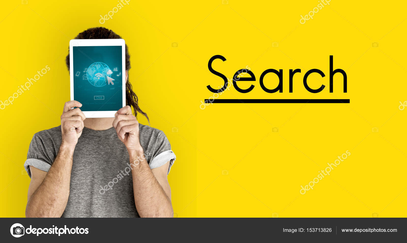 Man holding digital tablet covering face — Stock Photo © Rawpixel ...