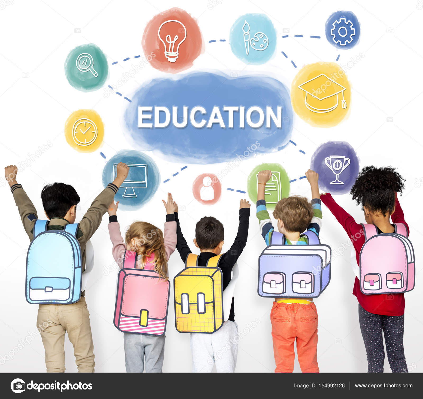 School kids holding hands up Stock Photo by ©Rawpixel 154992126