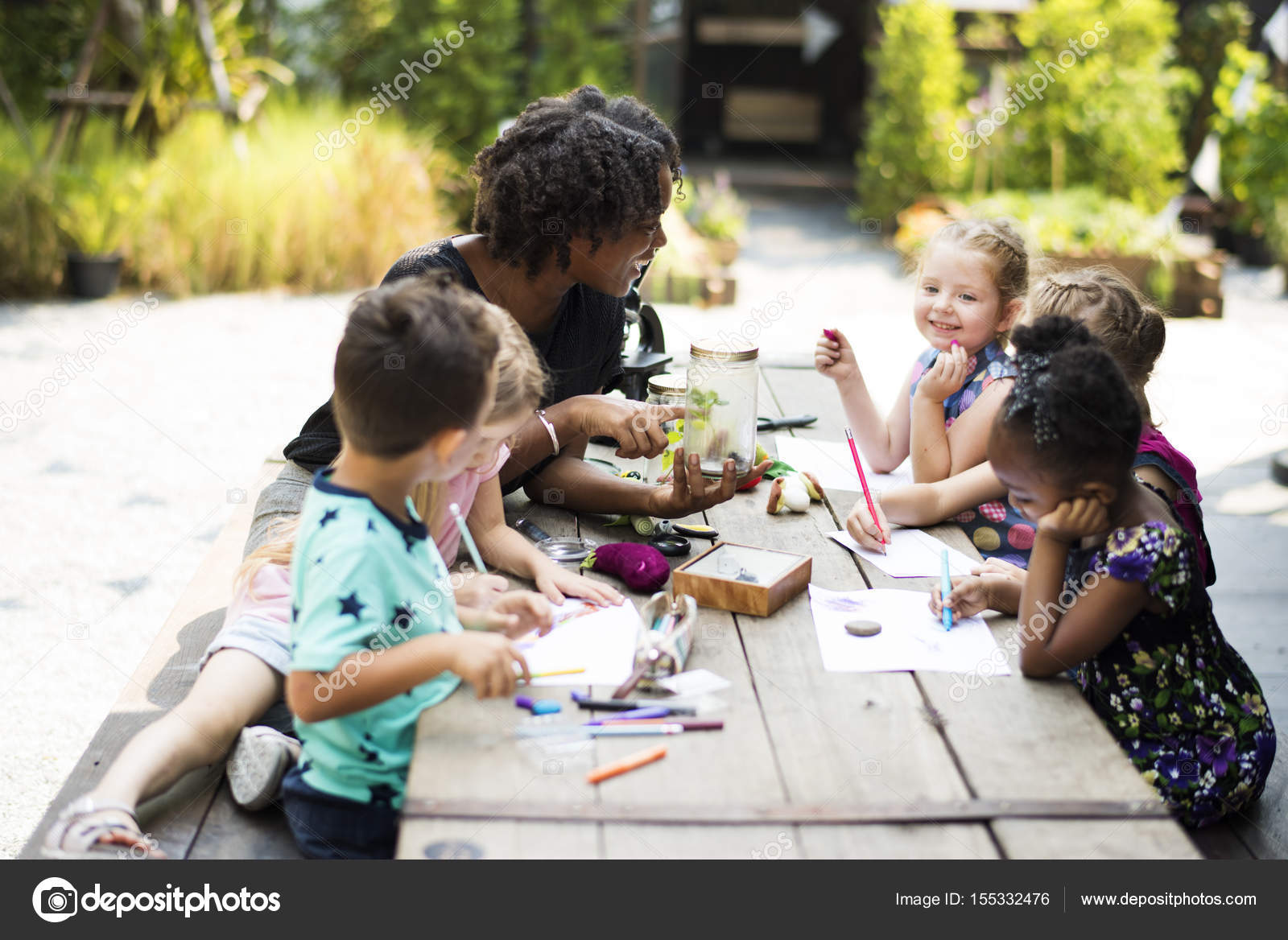 Kids Drawing outdoors Stock Photo by ©Rawpixel 155332476