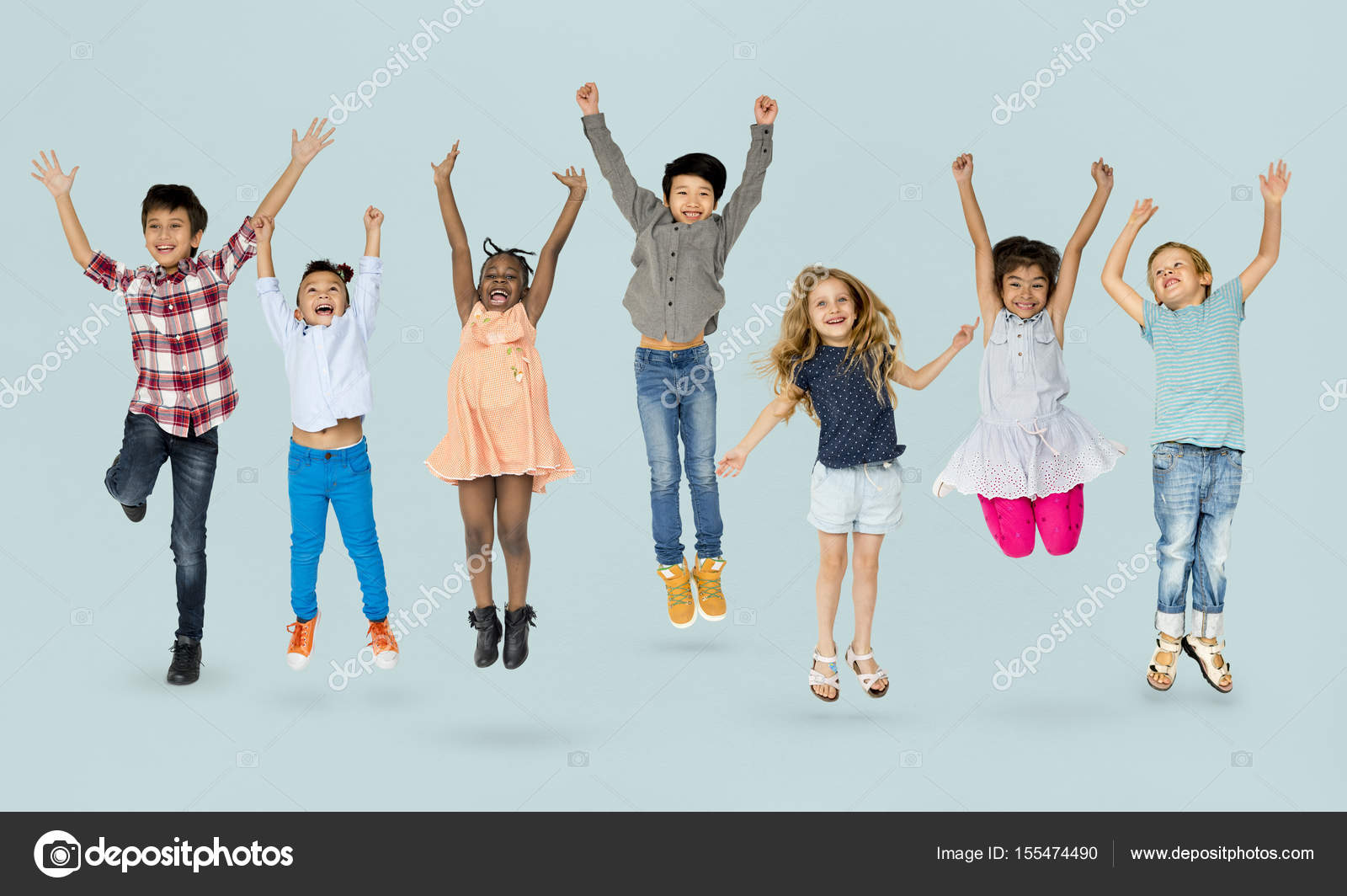 Kids jumping together Stock Photo by ©Rawpixel 155474490