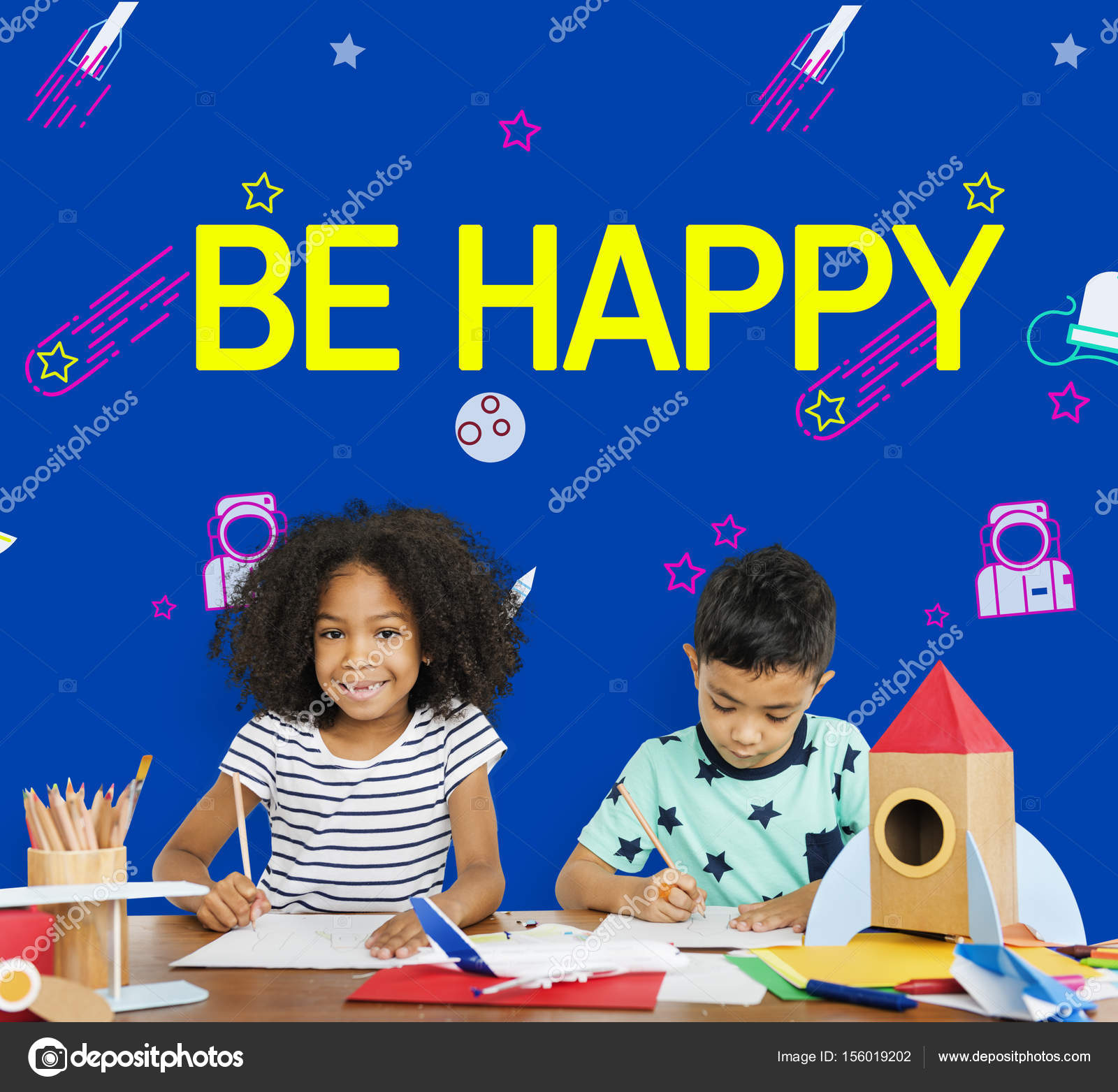 Little children drawing at table Stock Photo by ©Rawpixel 156019202