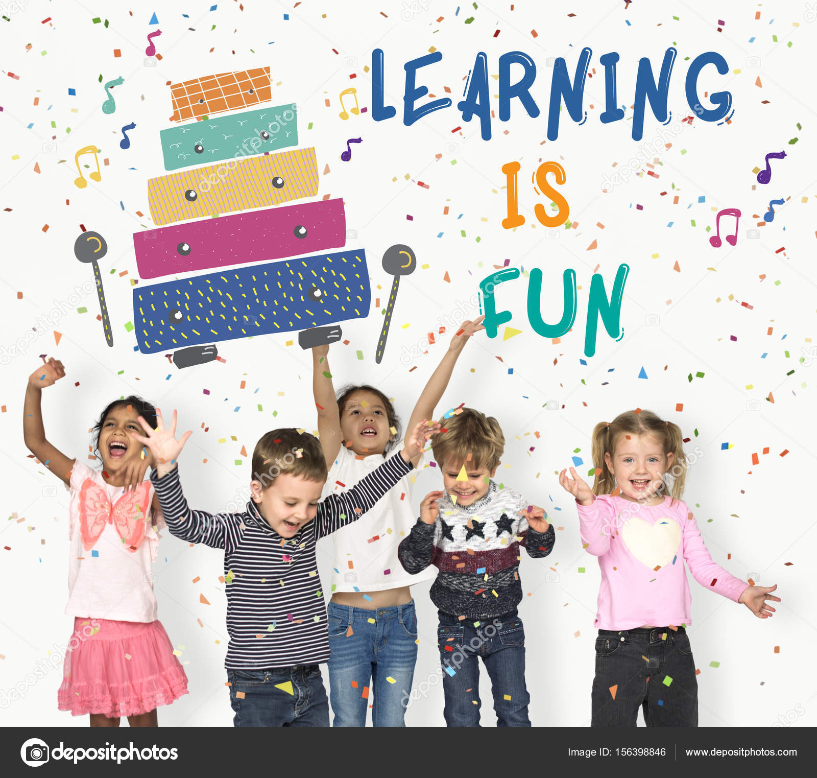 Happy children throwing confetti Stock Photo by ©Rawpixel 156398846