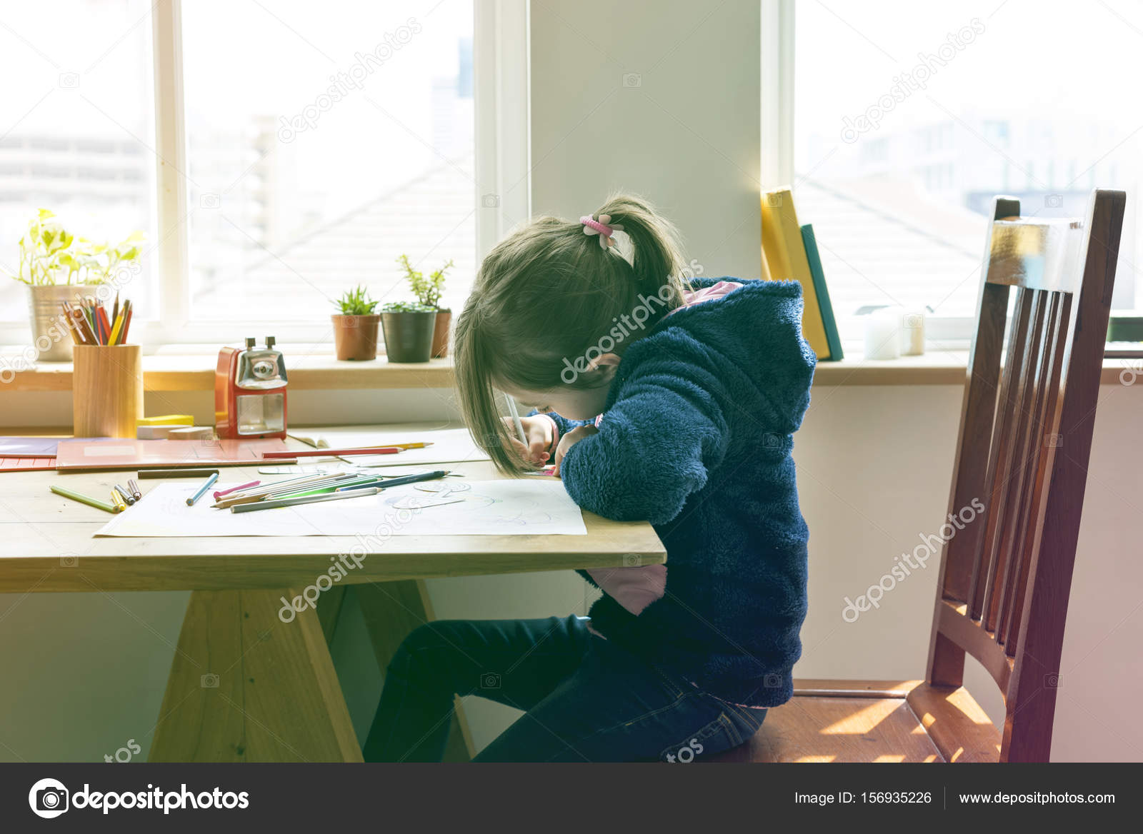 School Girl doing home task Stock Photo by ©Rawpixel 156935226