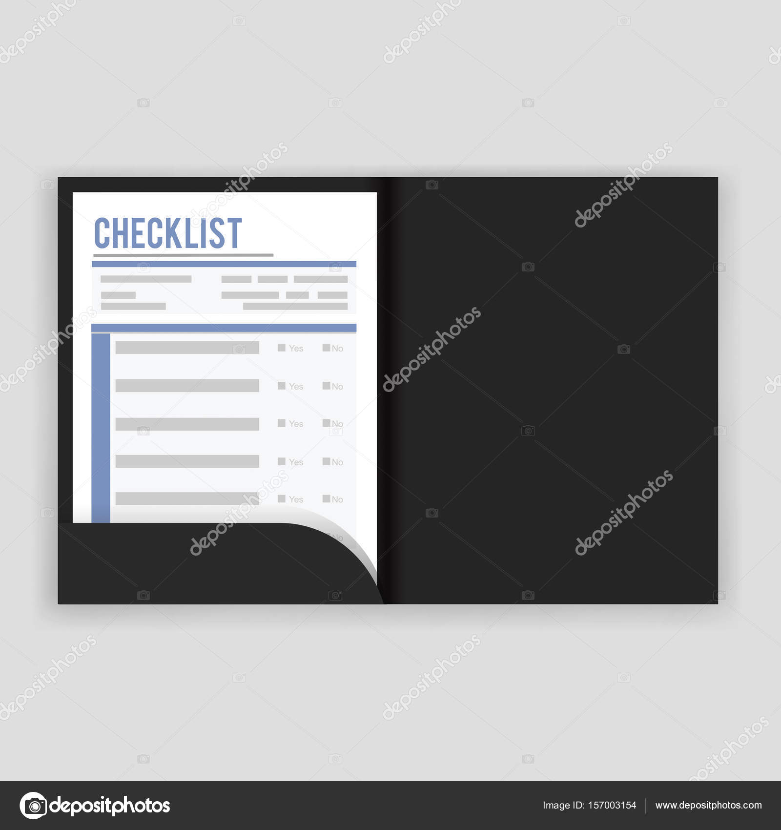 Carpeta negra con lista de verificación de papel Vector de stock ...