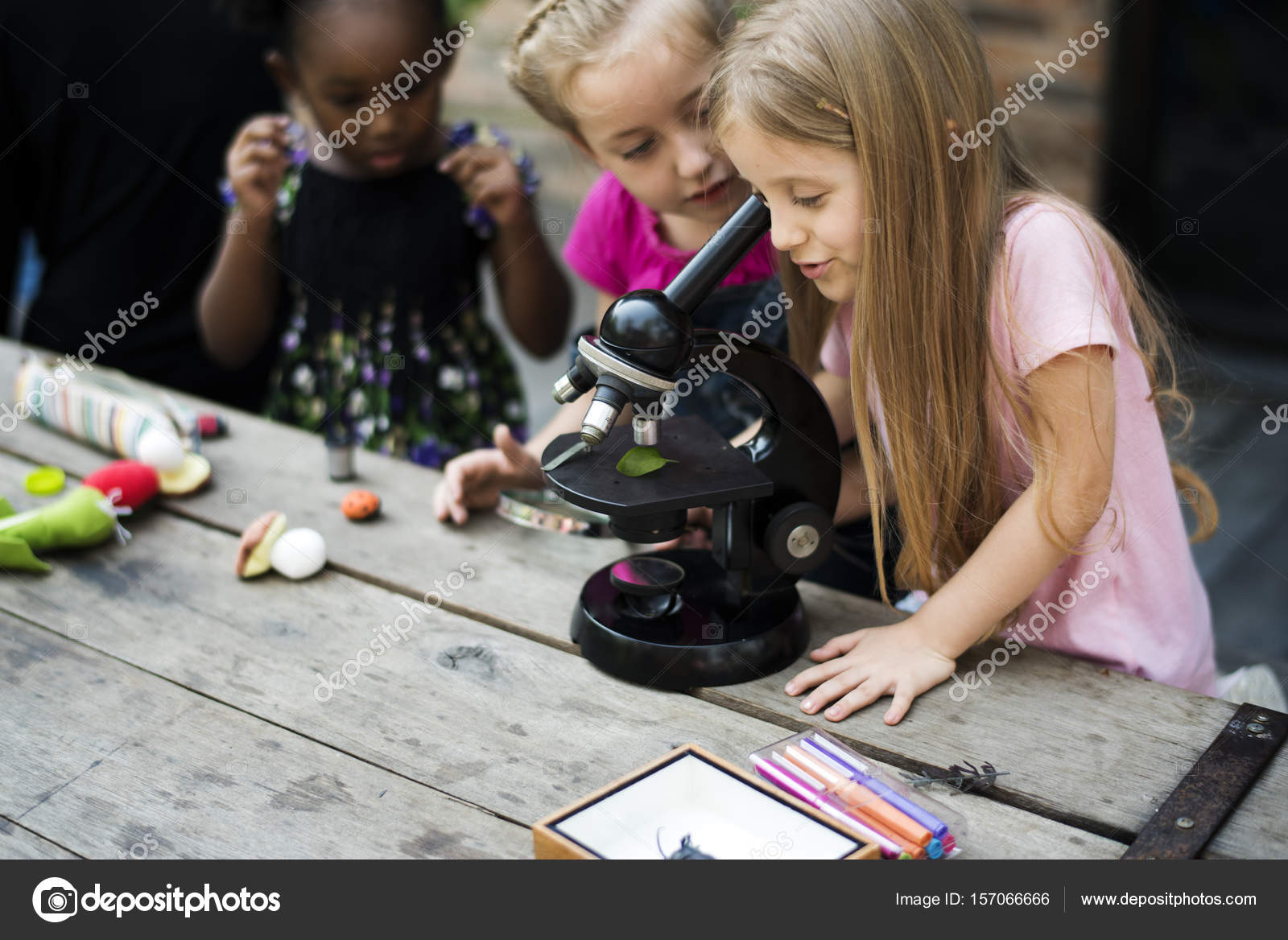 Children learning science with microscope — Stock Photo © Rawpixel ...