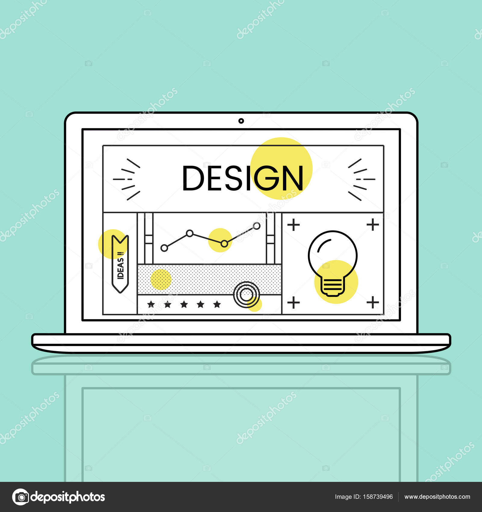 Web design template laptop Stock Illustration by ©Rawpixel #158739496