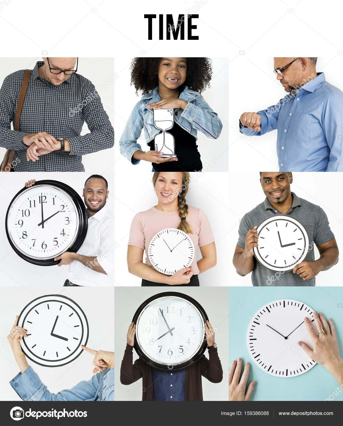 Set of Diverse People With Time — Stock Photo © Rawpixel #159386088