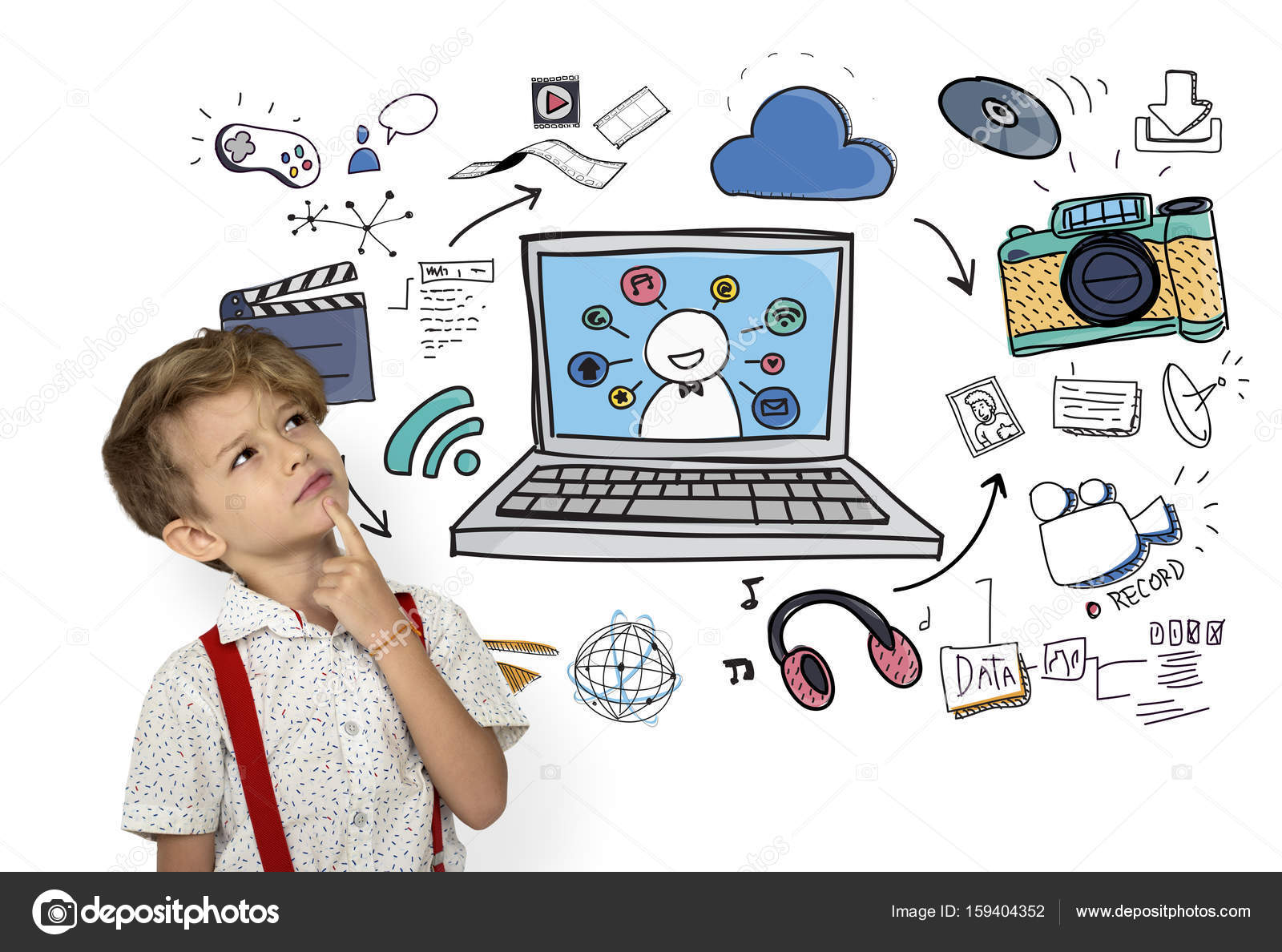 Brooding little boy in studio — Stock Photo © Rawpixel #159404352