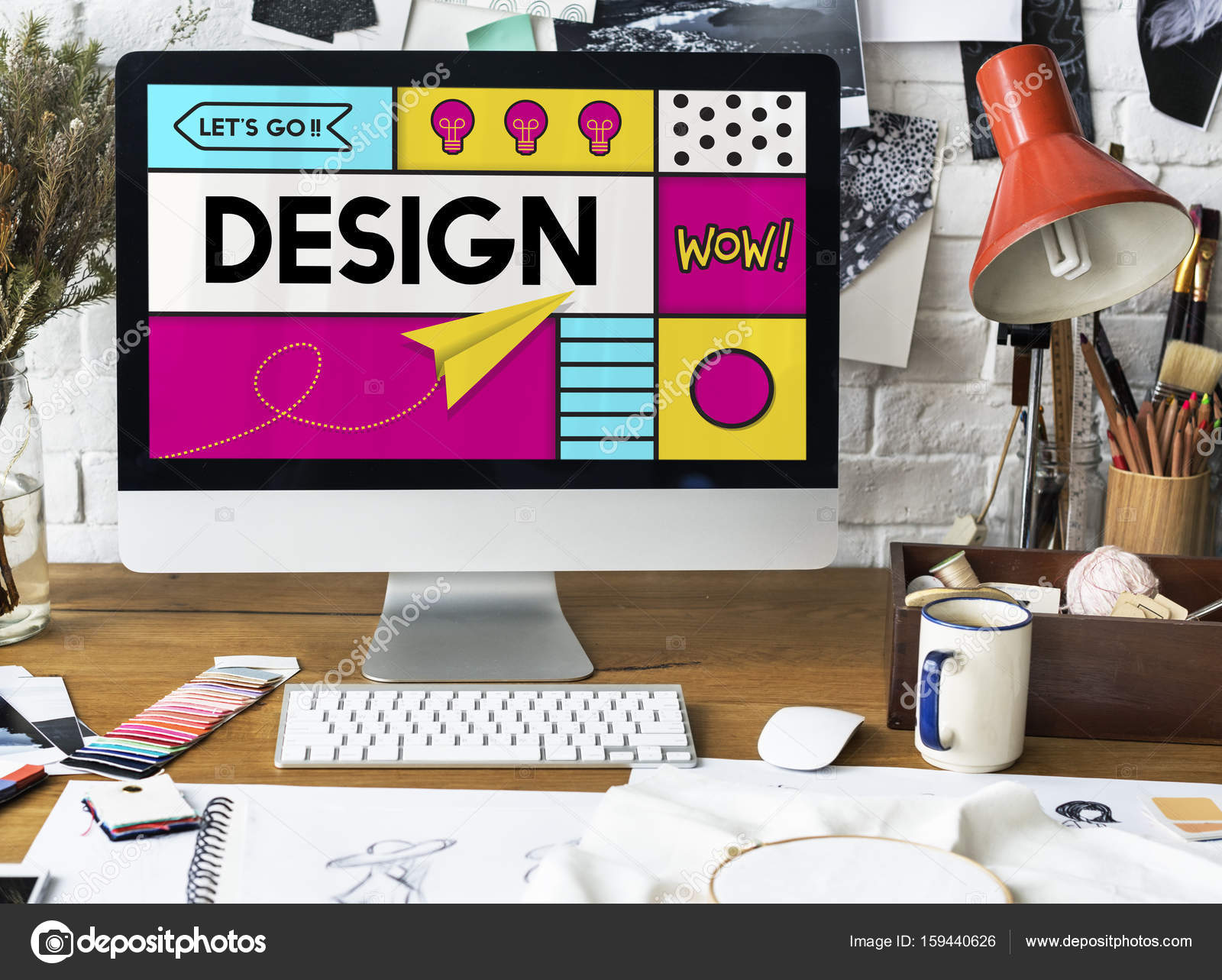 Computer monitor on workplace table — Stock Photo © Rawpixel #159440626