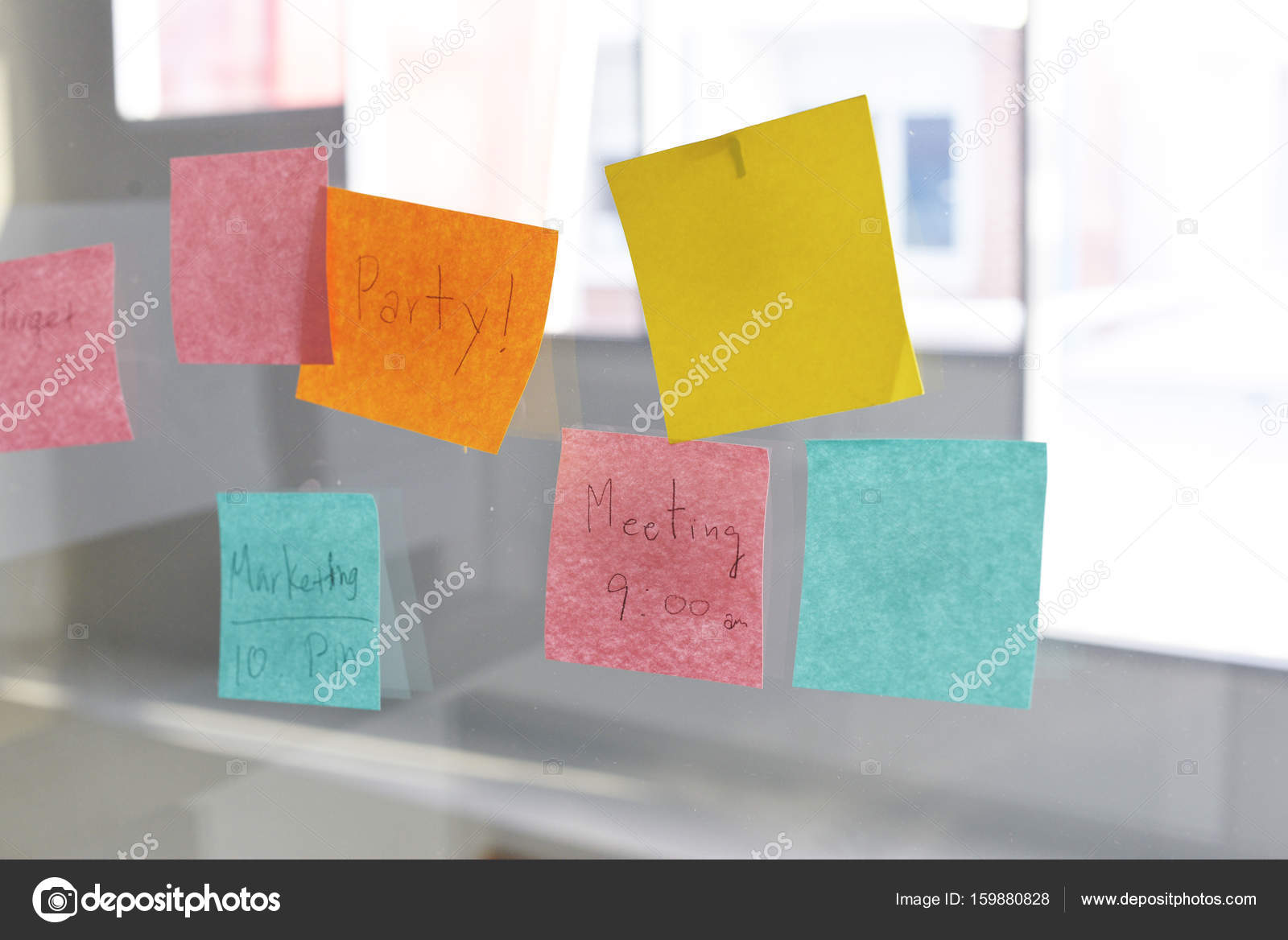Sticky Note Reminder Bulletin Board Glass Original Photoset Stock Photo ...