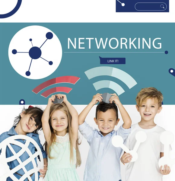 Little of Kids with networking icons — Stock Photo © Rawpixel #160275412