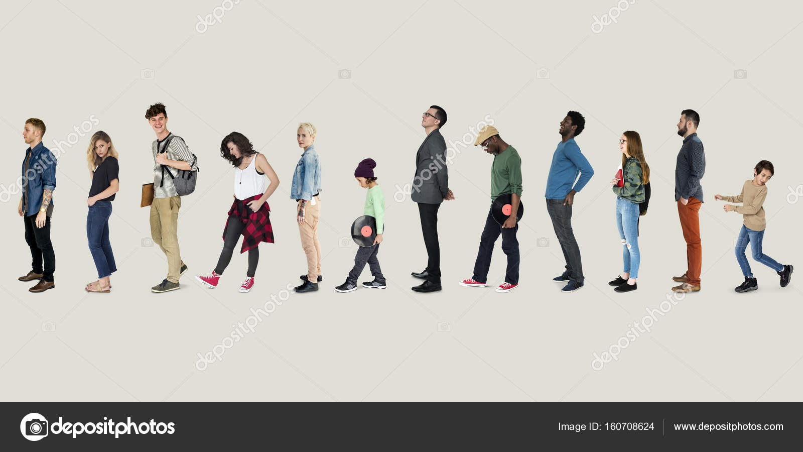 Group Of People Walking Side View