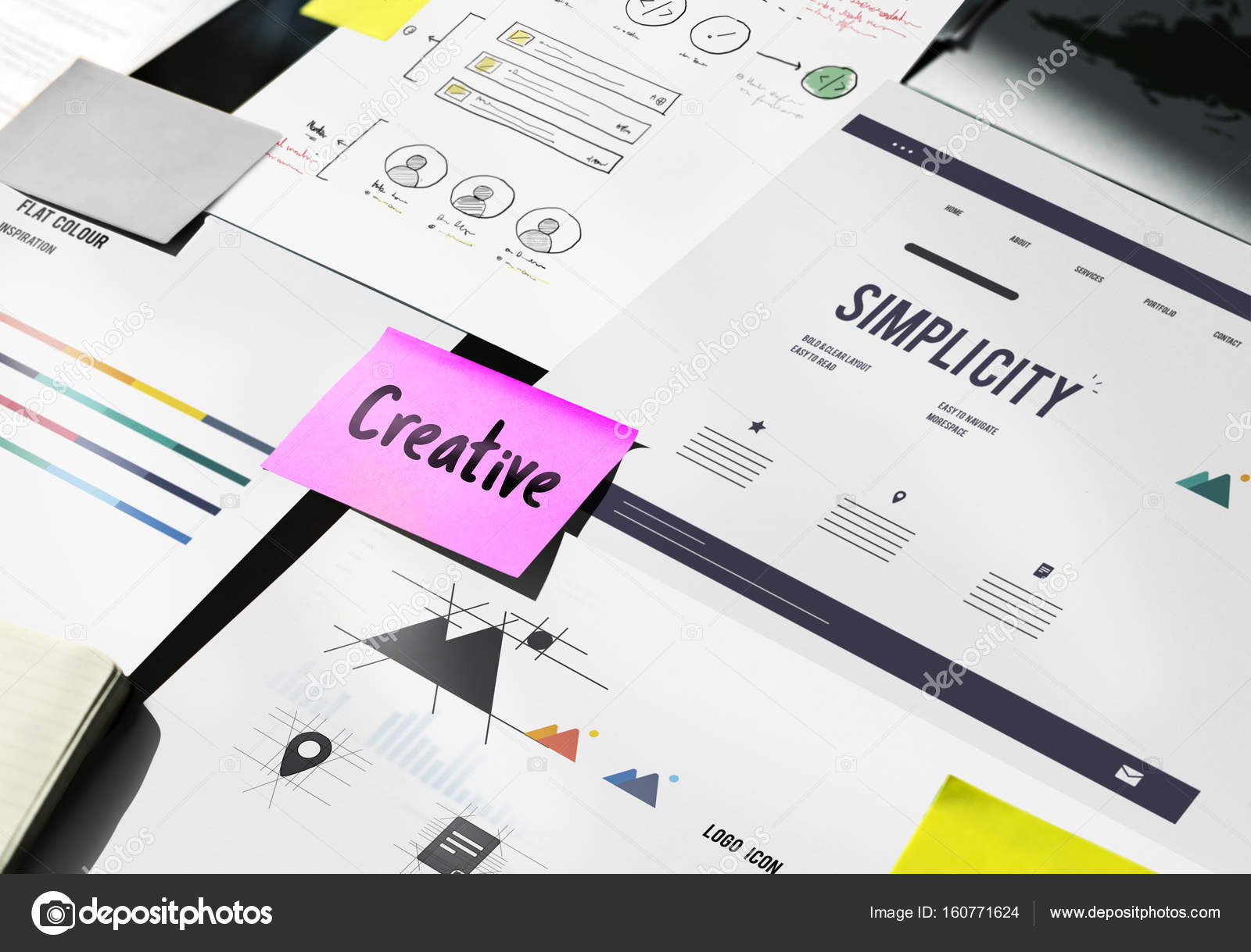 Table with papers and sticky note — Stock Photo © Rawpixel #160771624