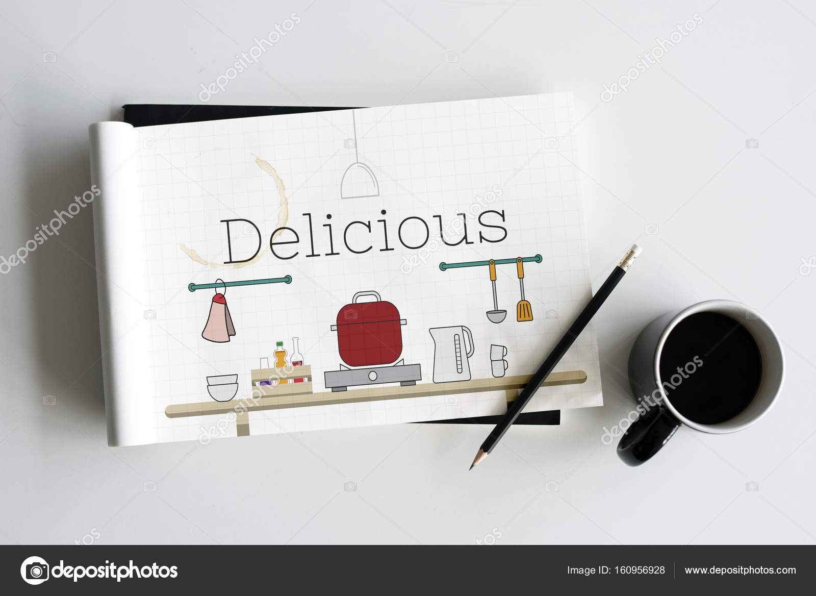 Drawing book and coffee cup — Stock Photo © Rawpixel #160956928